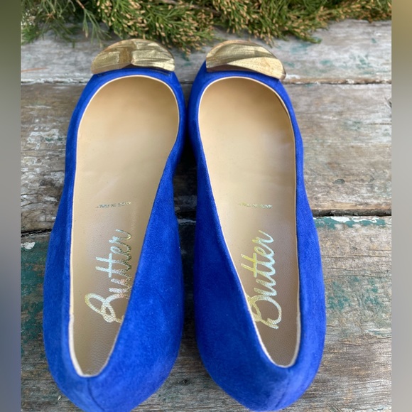 Butter | Shoes | Butter Italy Blue Suede Leather Flats 75 | Poshmark